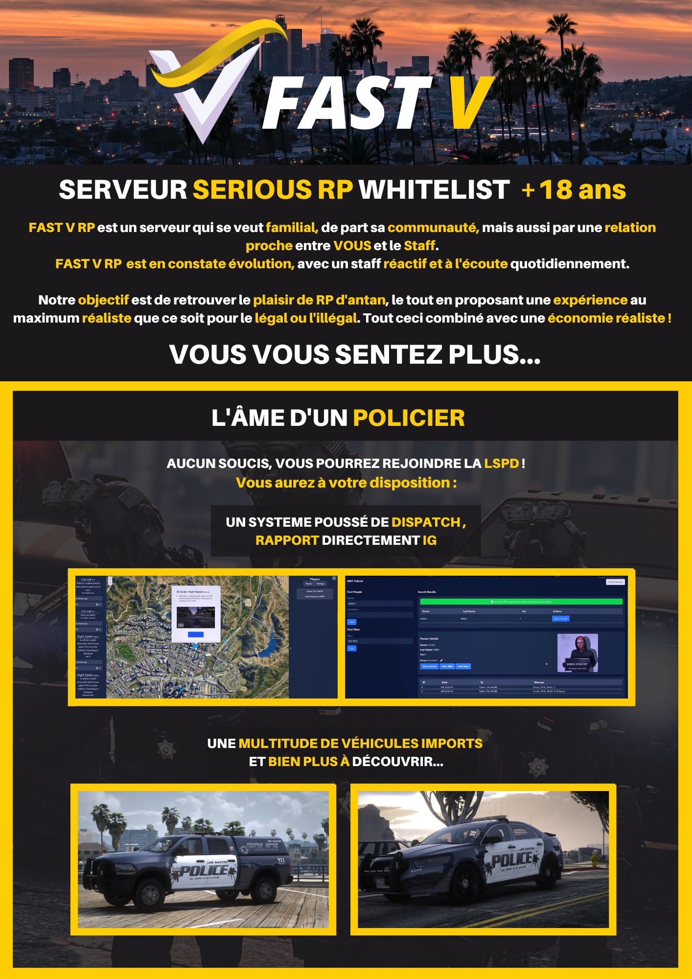 [FA] Fast V RP - SERIOUS RP - RÉALISTE - STAFF REACTIF - Serveur GTA